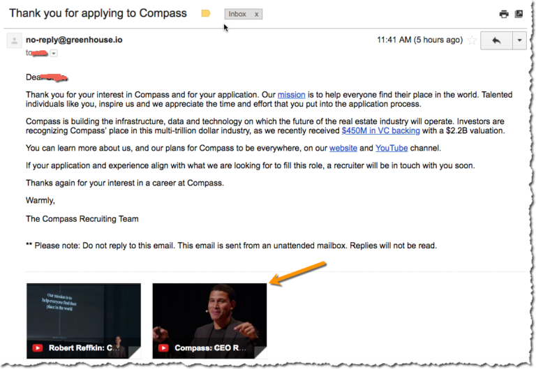 Thank You for Applying Email Example | Recruiting Headlines